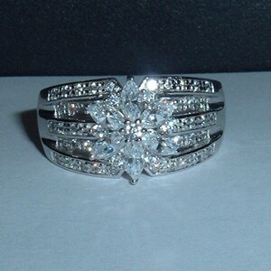 Diamonique floral eternity band ring store