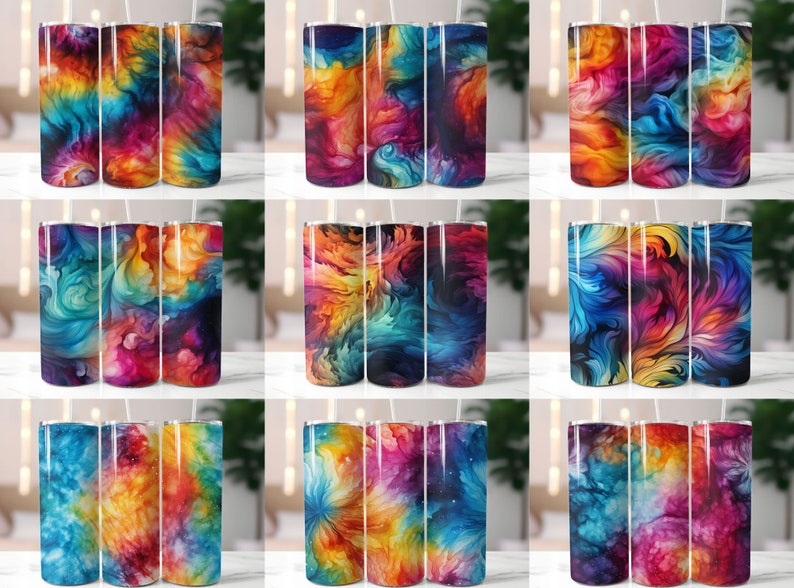 45 Colorful Tie Dye 20oz Sublimation Tumbler Digital Design - Etsy
