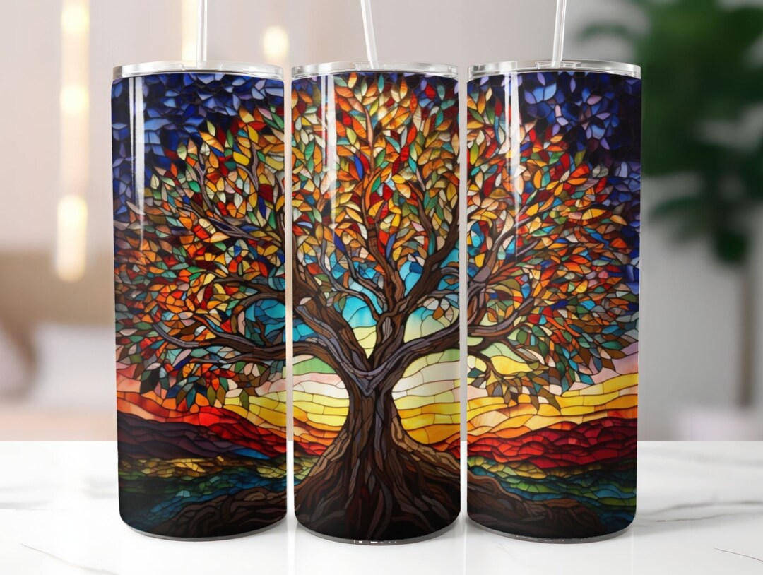 Colorful Tree of Life 20oz Sublimation Tumbler Design, Tree of Life ...