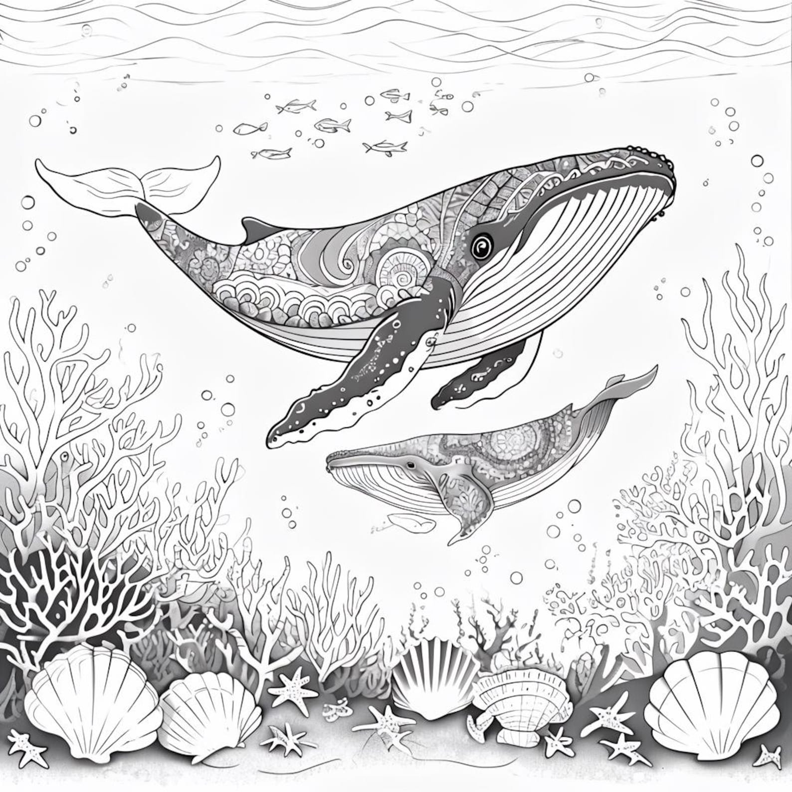 Whale Coloring Page Bundle – 3 Ocean-themed Digital Prints | Relaxing ...