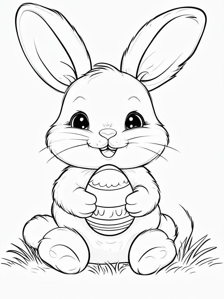 Easter Bunny Coloring Pages - Cute Printable Rabbit Designs for Kids ...