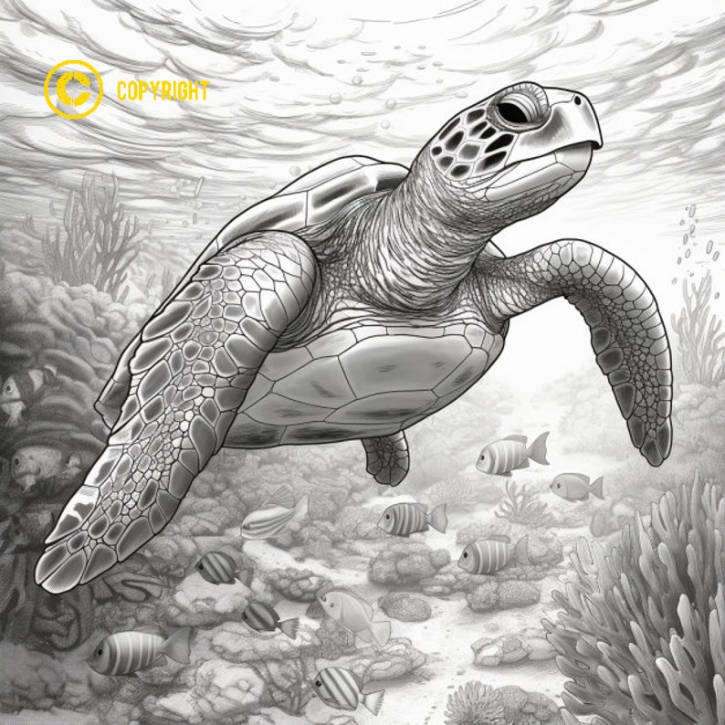 Sea Turtles Coloring Pages | 4 Realistic Turtles Coloring to Print and ...