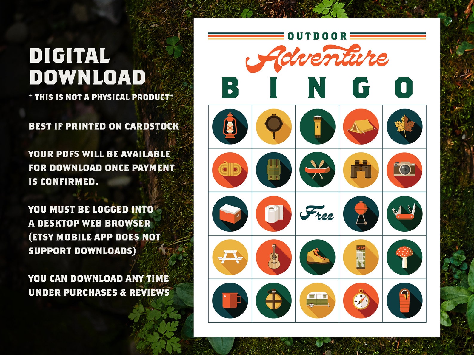 Outdoor Adventure Bingo Cards, Printable Kids Games, Nature Birthday ...
