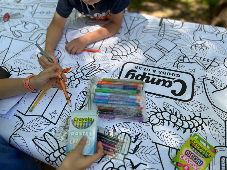 Personalized Camping Coloring Poster: Kids Party Activity (72"x30 ...