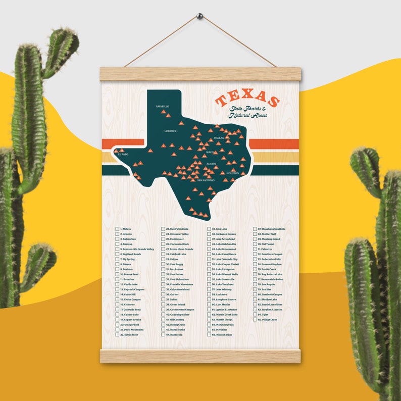 Texas State Park Travel Checklist, Camping Gift, Travel Texas Gift ...