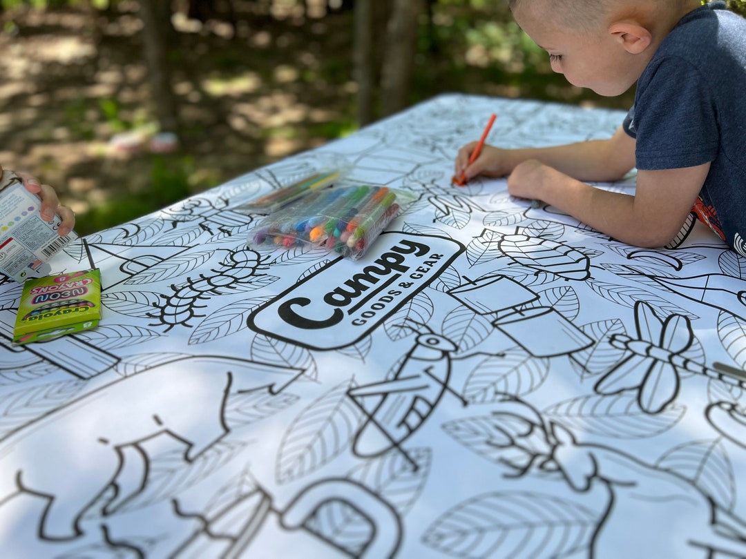 Personalized Camping Coloring Poster: Kids Party Activity (72"x30 ...