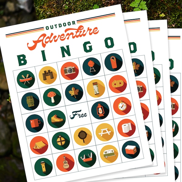Outdoor Adventure Bingo Cards, Printable Kids Games, Nature Birthday ...