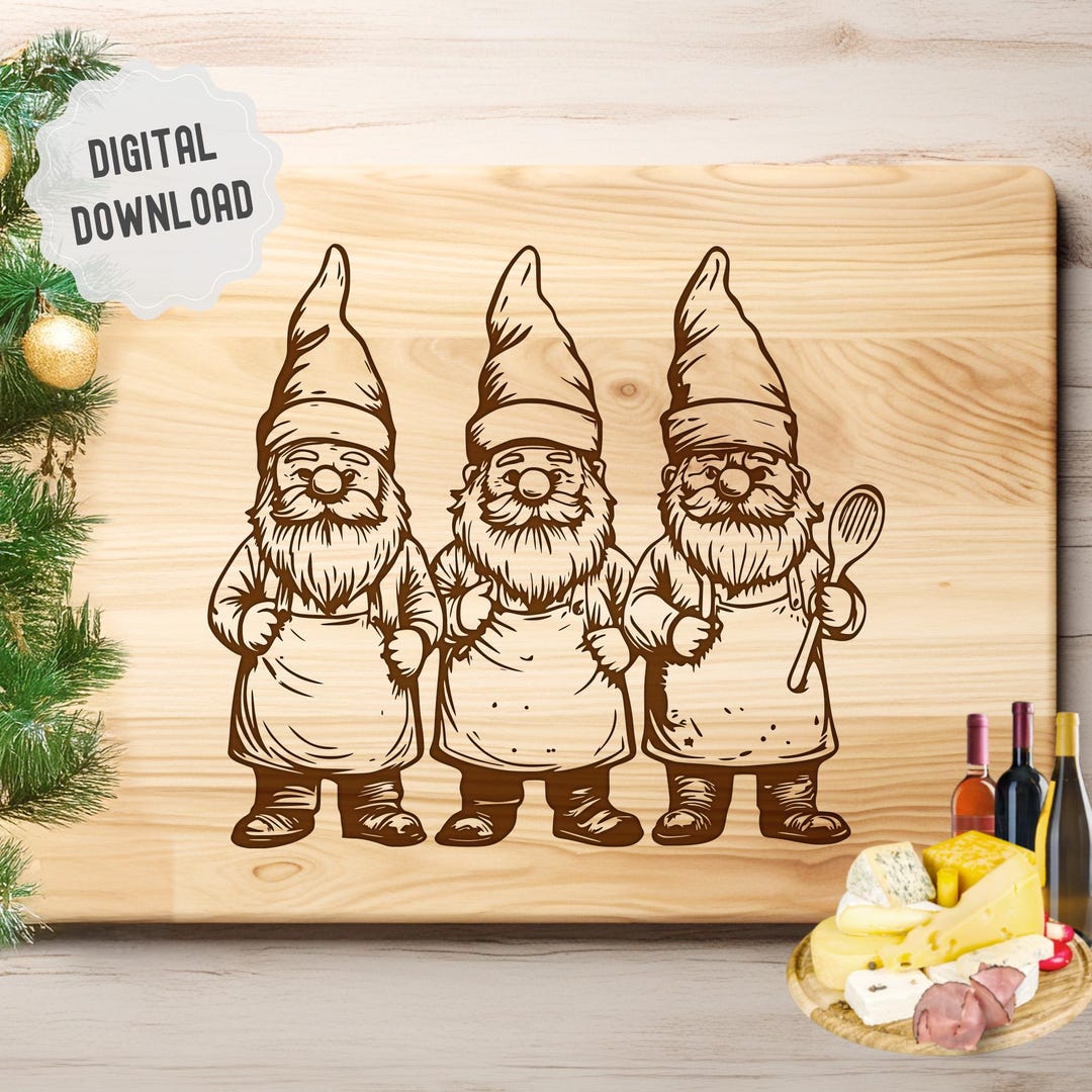 Gnomes Svg, Christmas Charcuterie Board SVG, Cutting Board Svg, Baking ...