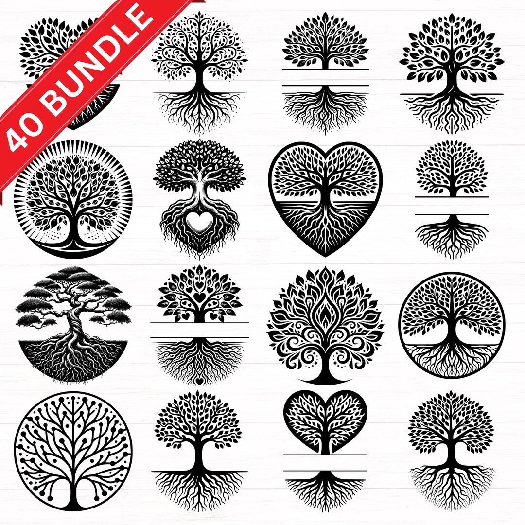 40 Bundle Tree of Life SVG, Tree Laser Cut Svg Files, Tree of Life Dxf ...