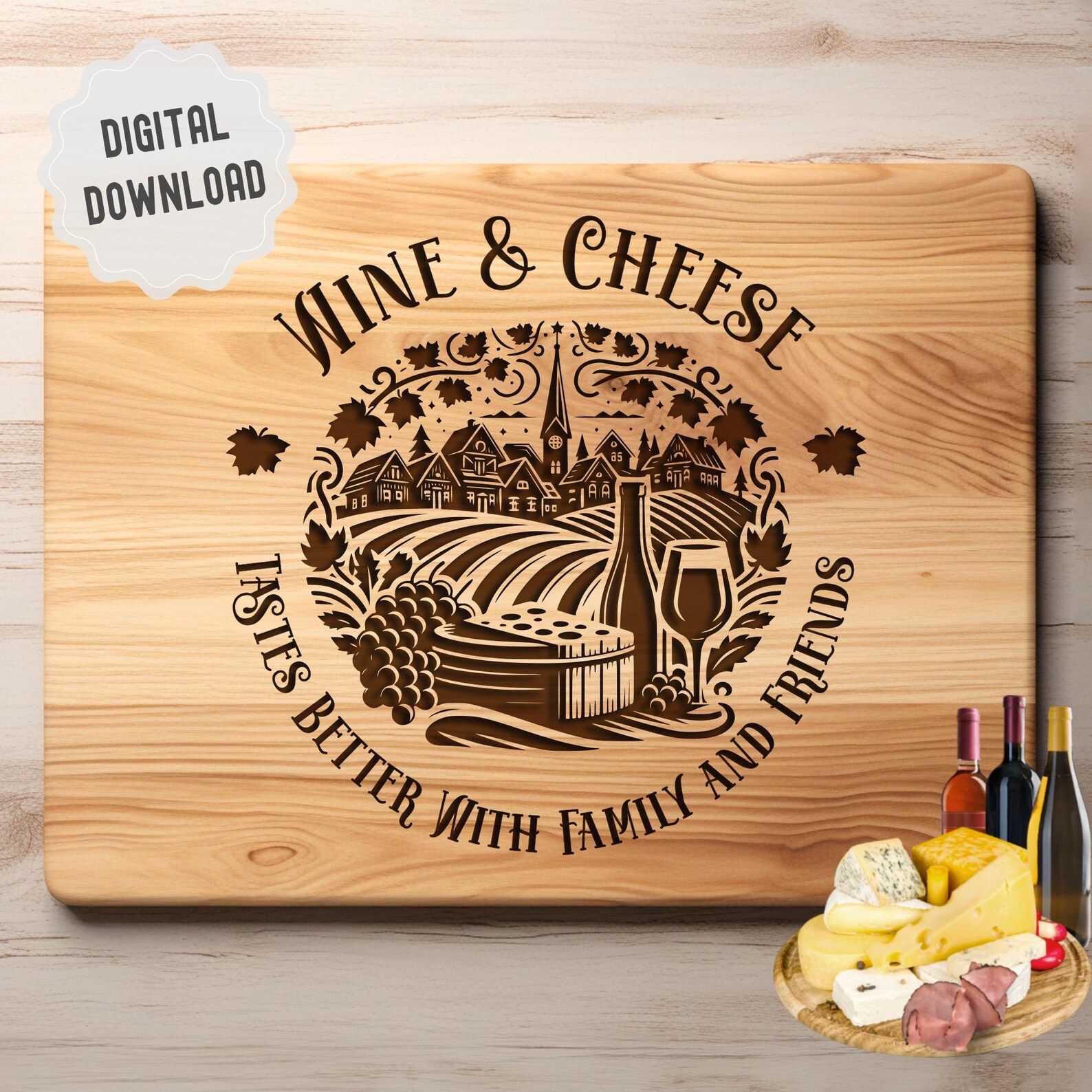 Wine and Cheese Svg, Charcuterie Board Svg, Cutting Board Svg, Recipe Cutting Board, Gift Home ...