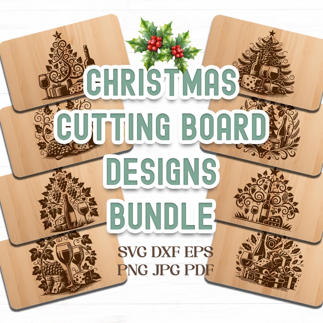 18 Christmas Cutting Board Svg Files, Charcuterie Svg Designs, Wine and ...