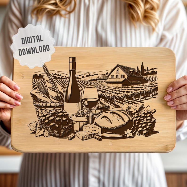 Charcuterie SVG, Cutting Board Svg, Vine Farm, Wine and Cheese Svg, Country Farm Plaque, Wine ...