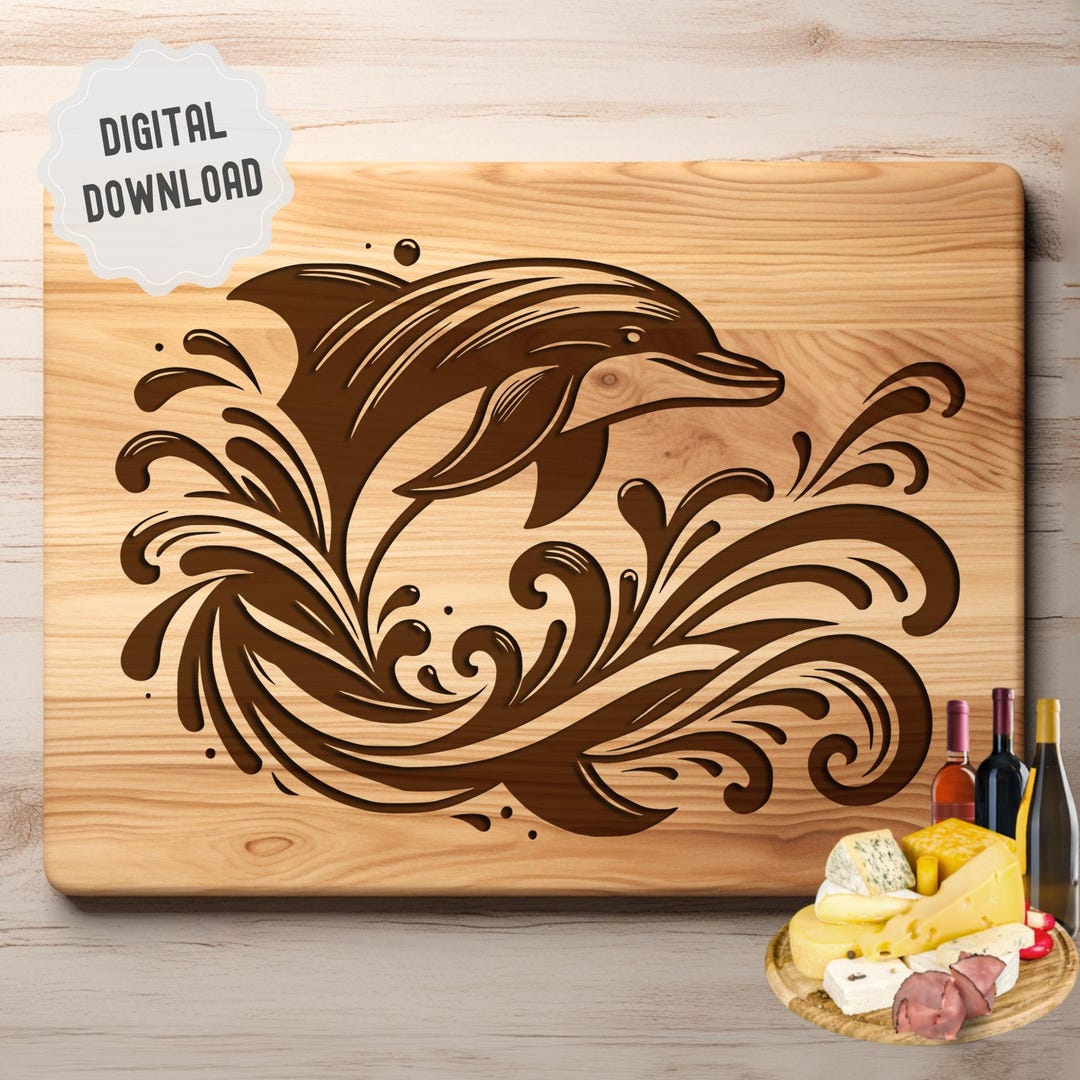 Dolphin Svg, Dolphin With Wave, Dolphin Silhouette, Summer Cutting ...