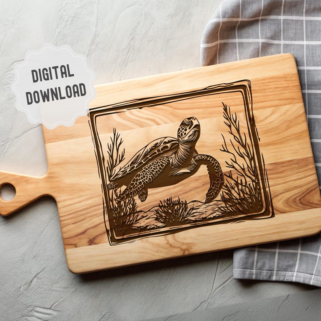 Sea Turtle Svg for Laser, Turtle in Frame, Turtle Vector, Charcuterie ...