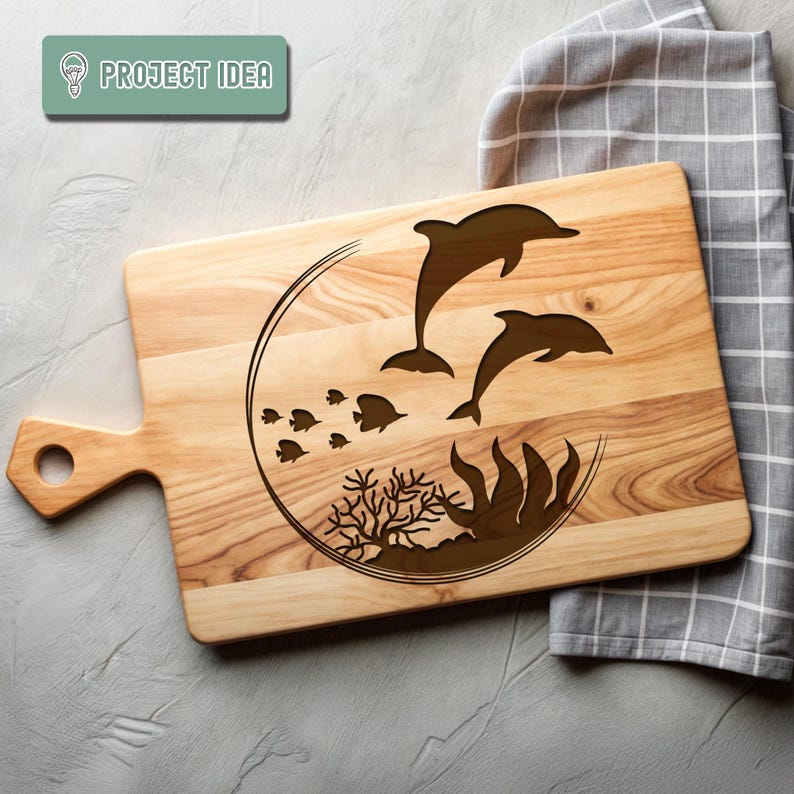 Dolphin Svg, Dolphin Round Frame With Fish and Sea Plants, Ocean Life ...
