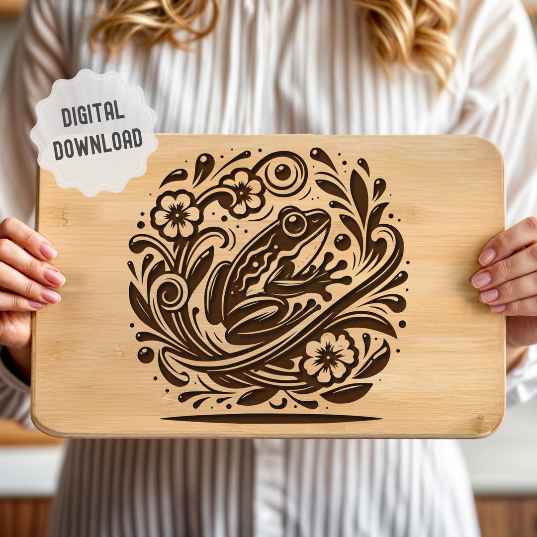 Frog Svg, Frog Vector File, Cutting Board Svg, Frog Dxf Design Ready to ...