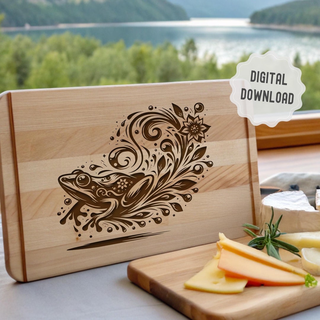 Frog Svg, Frog With Flowers Vector File, Cutting Board Svg, Charcuterie ...