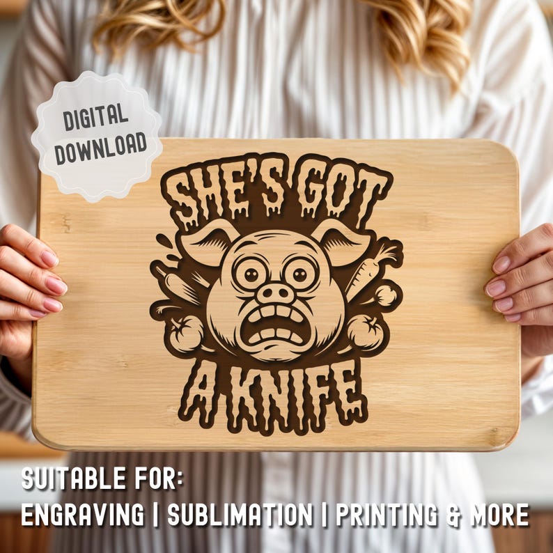 Funny Pork Cutting Board SVG File: Sarcastic Kitchen Decor, Laser ...