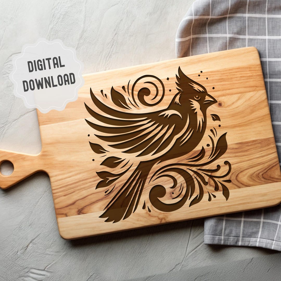 Cardinal SVG, Bird Engraving Designs, Cutting Board SVG, Cardinal Files ...