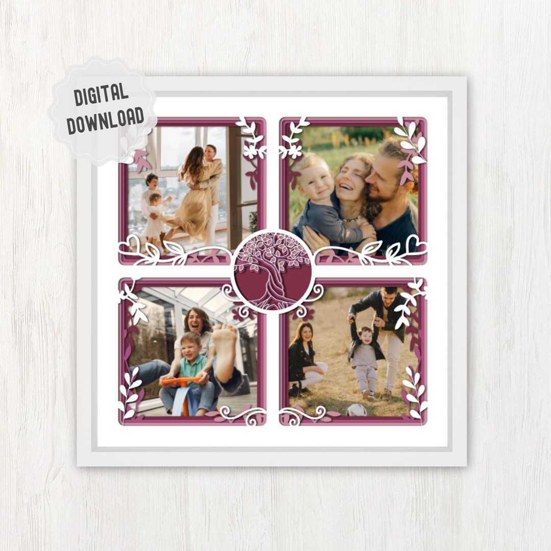 Photo Shadow Box SVG, DIY Shadow Box Multi Photo Frame, Family Sign ...