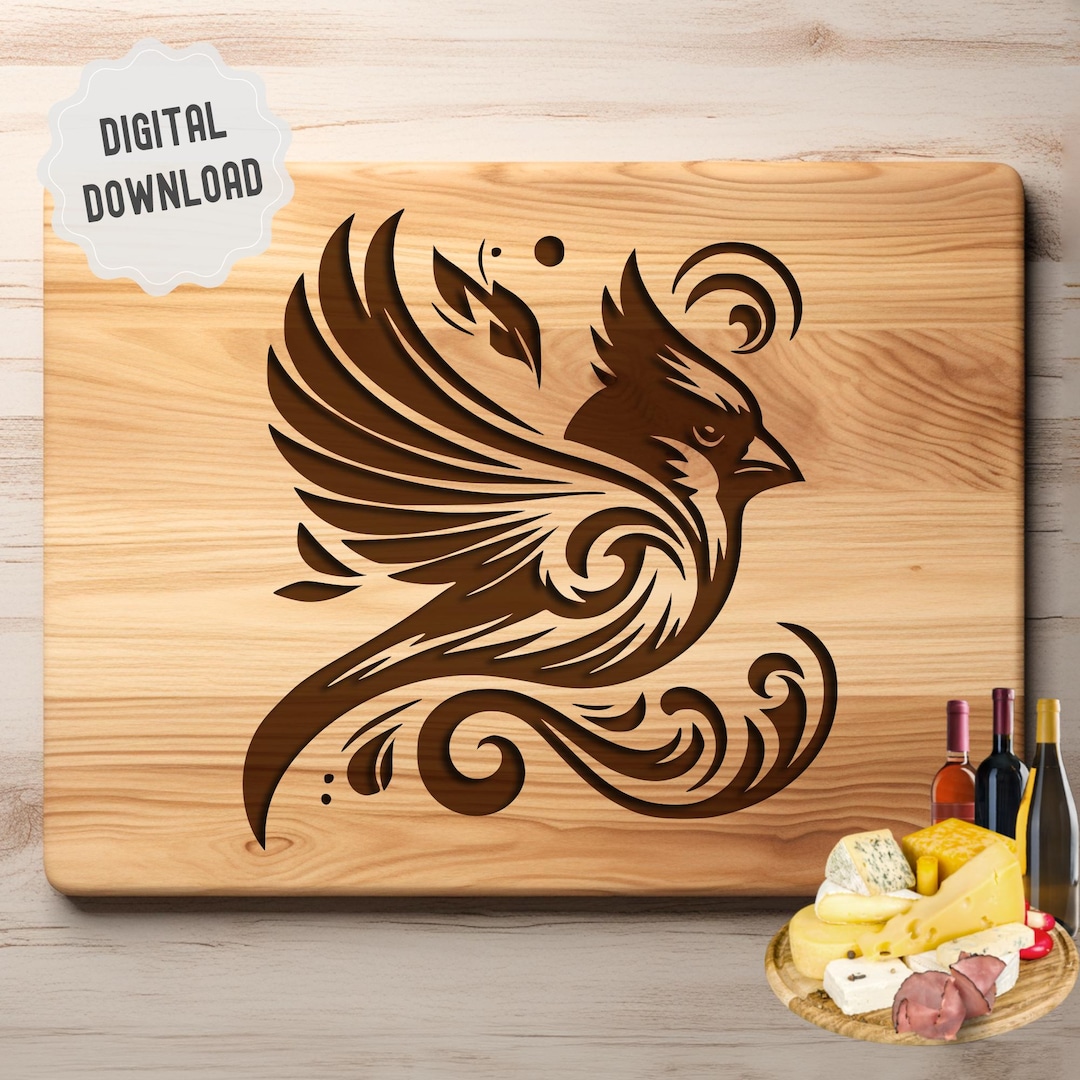 Cardinal Engraving SVG, Bird Svg Designs, Charcuterie Board SVG ...