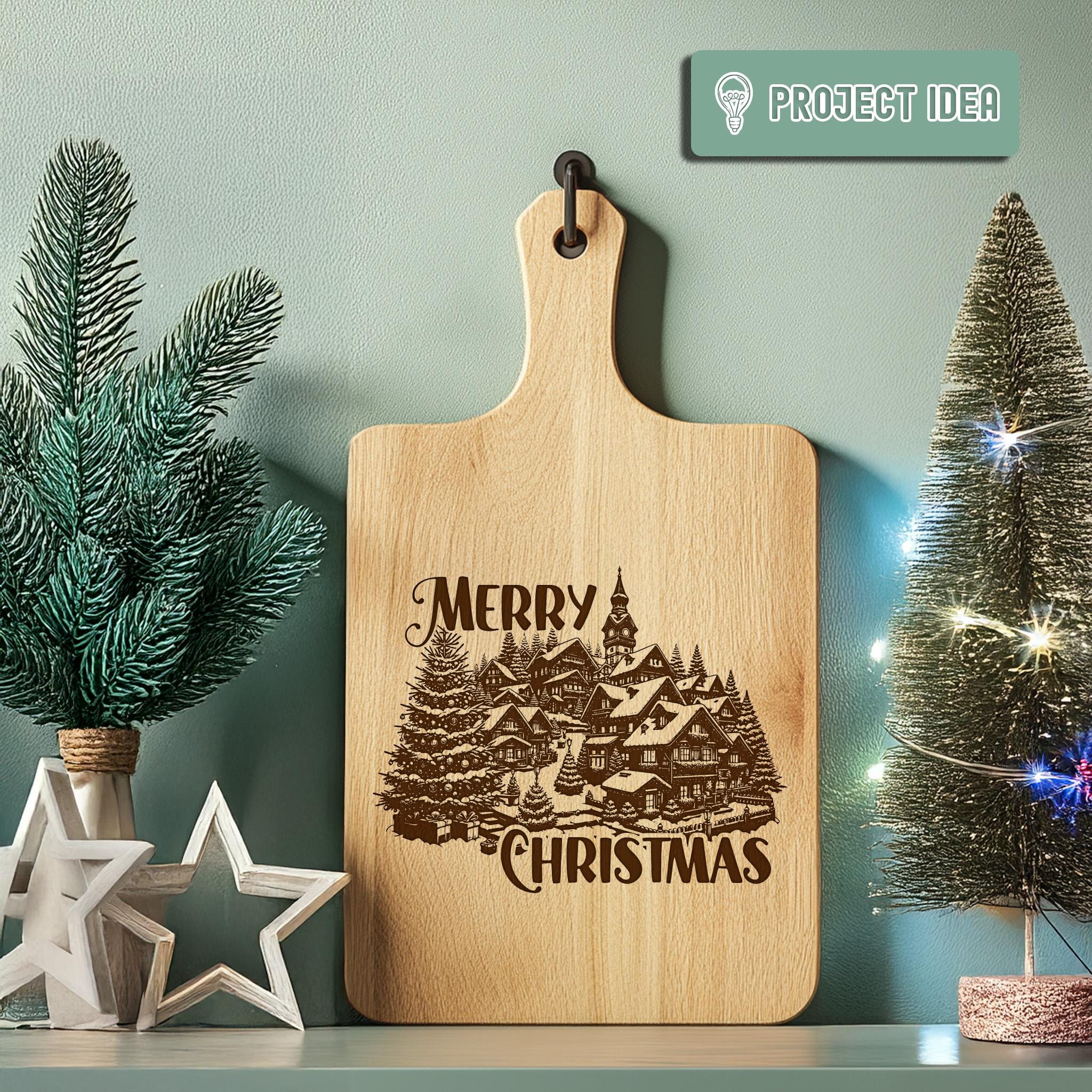 Christmas Village Charcuterie Board SVG, Cutting Board Svg, Christmas ...