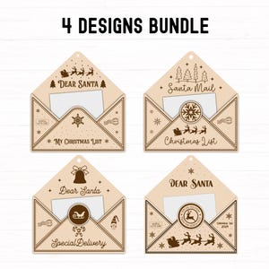 Set of 4 Christmas Letter to Santa Ornament Svg Dxf Png Dear Santa Mail ...