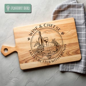 Wine and Cheese Svg, Charcuterie Svg File, Cutting Board Svg, Friends Gathering Tray, Vector ...