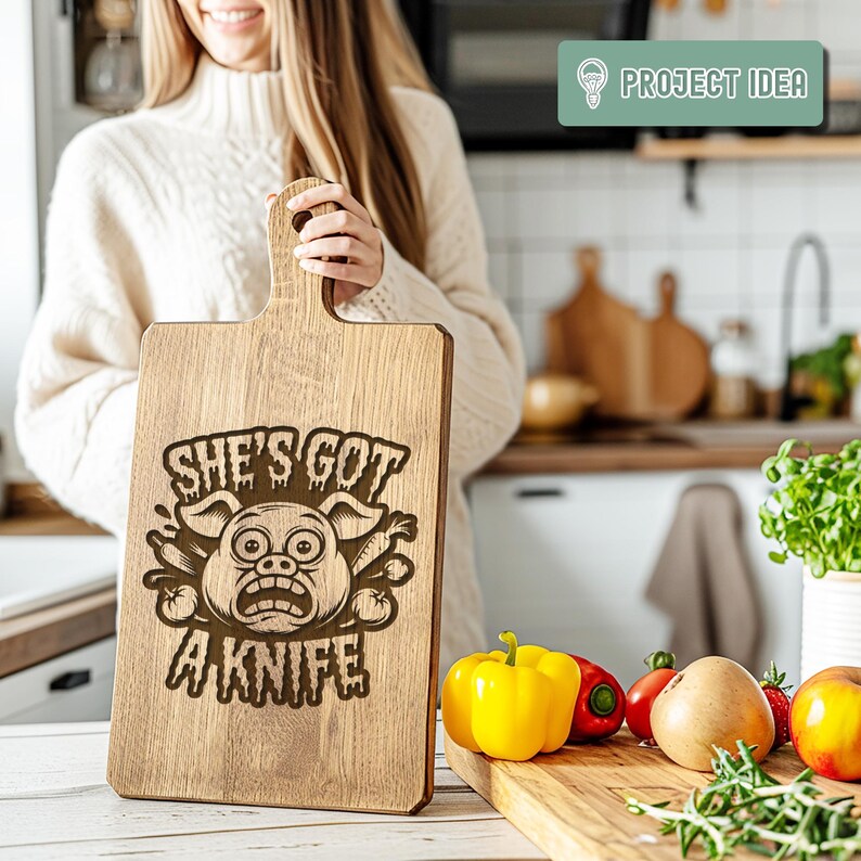 Funny Pork Cutting Board SVG File: Sarcastic Kitchen Decor, Laser ...