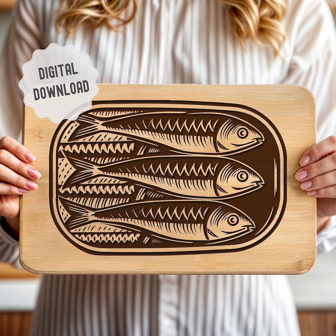 Sardines Svg, Sardines Can, Sea Fish Silhouette, Sardine Cutting Board ...