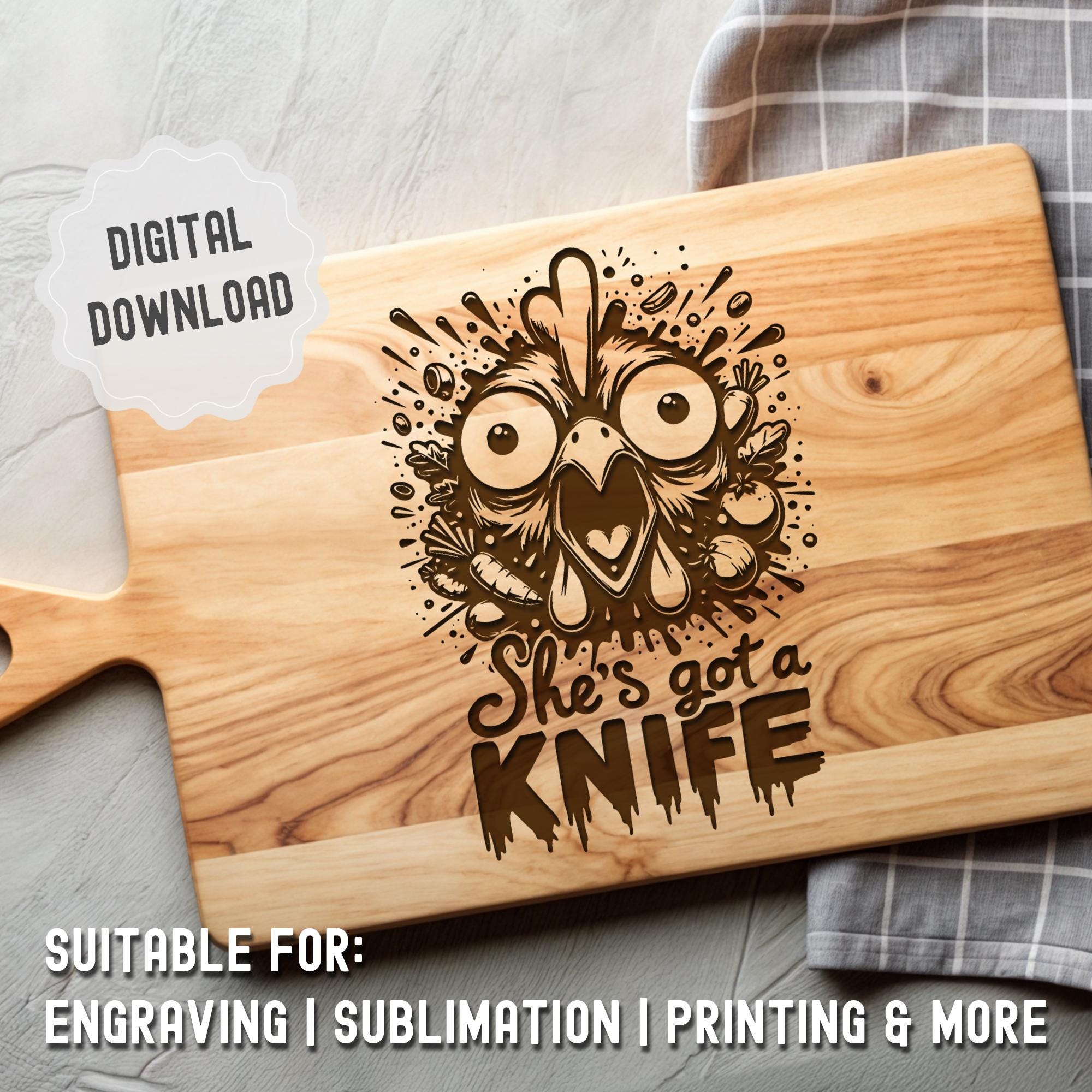 Funny Chicken Cutting Board Svg, Kitchen Decor, Funny Sarcastic Laser ...