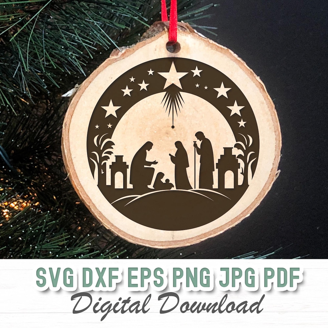 Nativity Scene SVG, Nativity SVG, Christmas Tree Ornament Svg, Vector ...