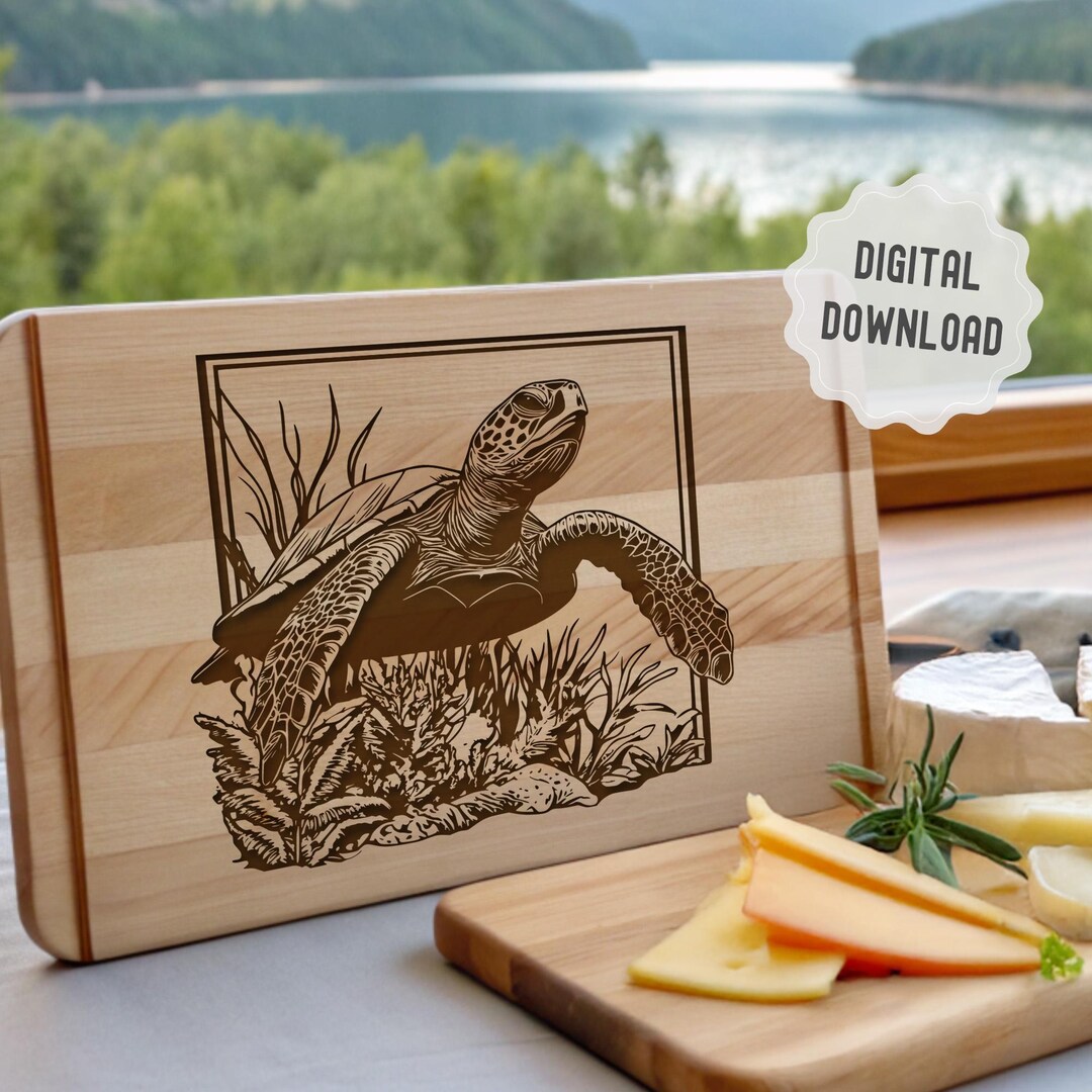 Sea Turtle Svg, Turtle in Frame, Turtle Silhouette, Charcuterie Board ...