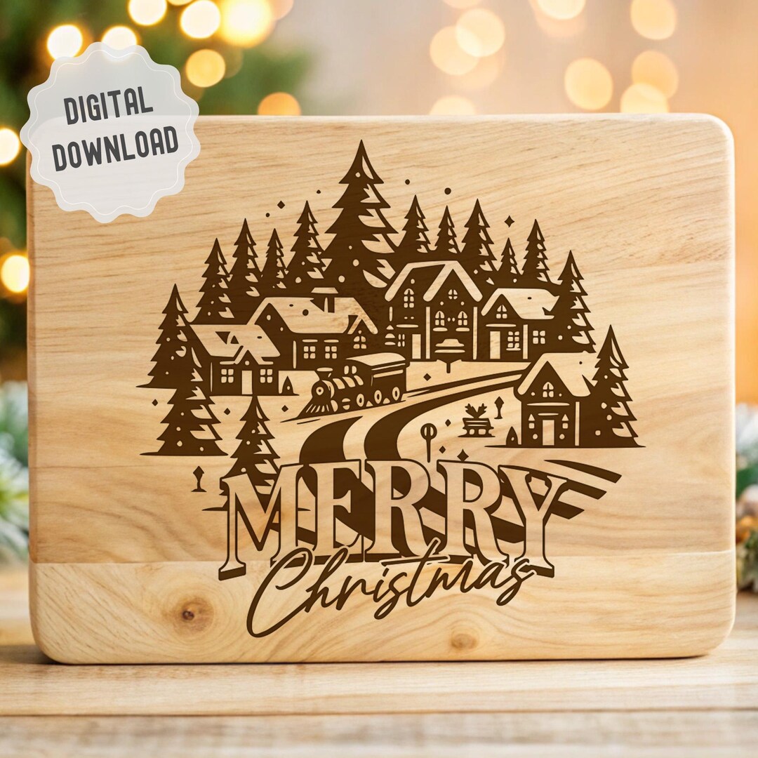 Christmas Village Charcuterie Board SVG, Cutting Board Svg, Christmas ...