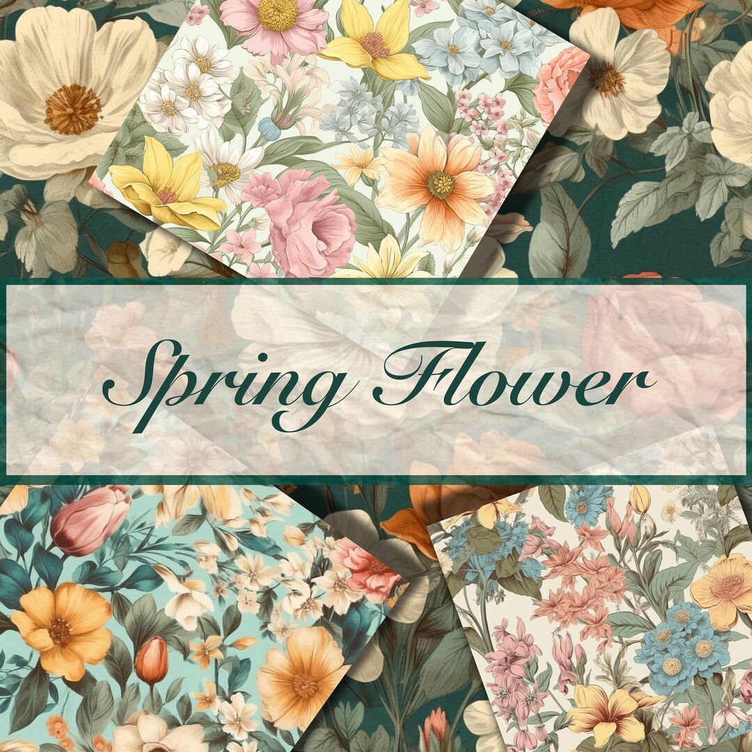 Spring Flowers Digital Paper - 16 Designs - 12inx12in - 300 DPI ...