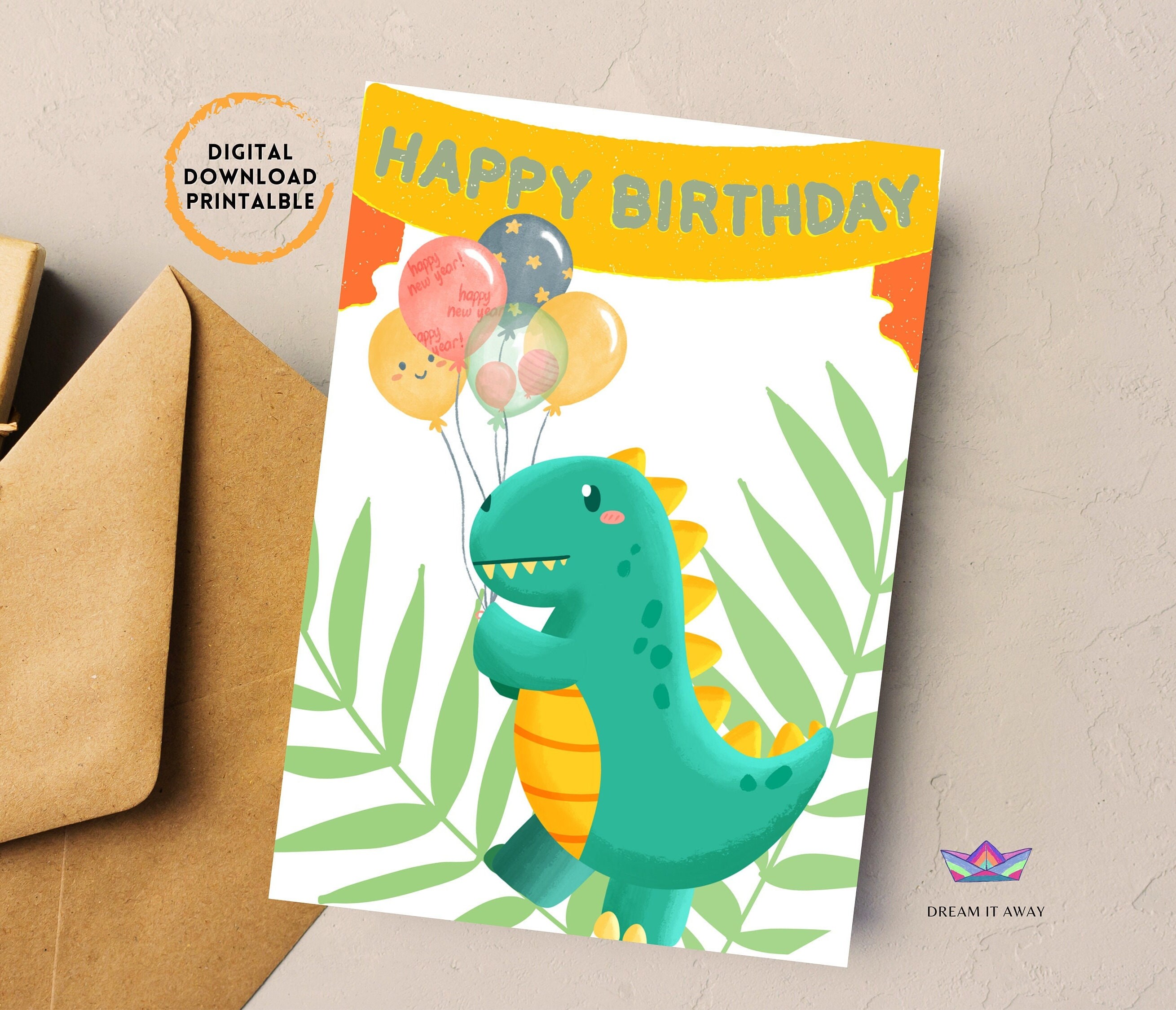 Happy Birthday Card Printable Dinosaur Birthday Card Dino Lover ...