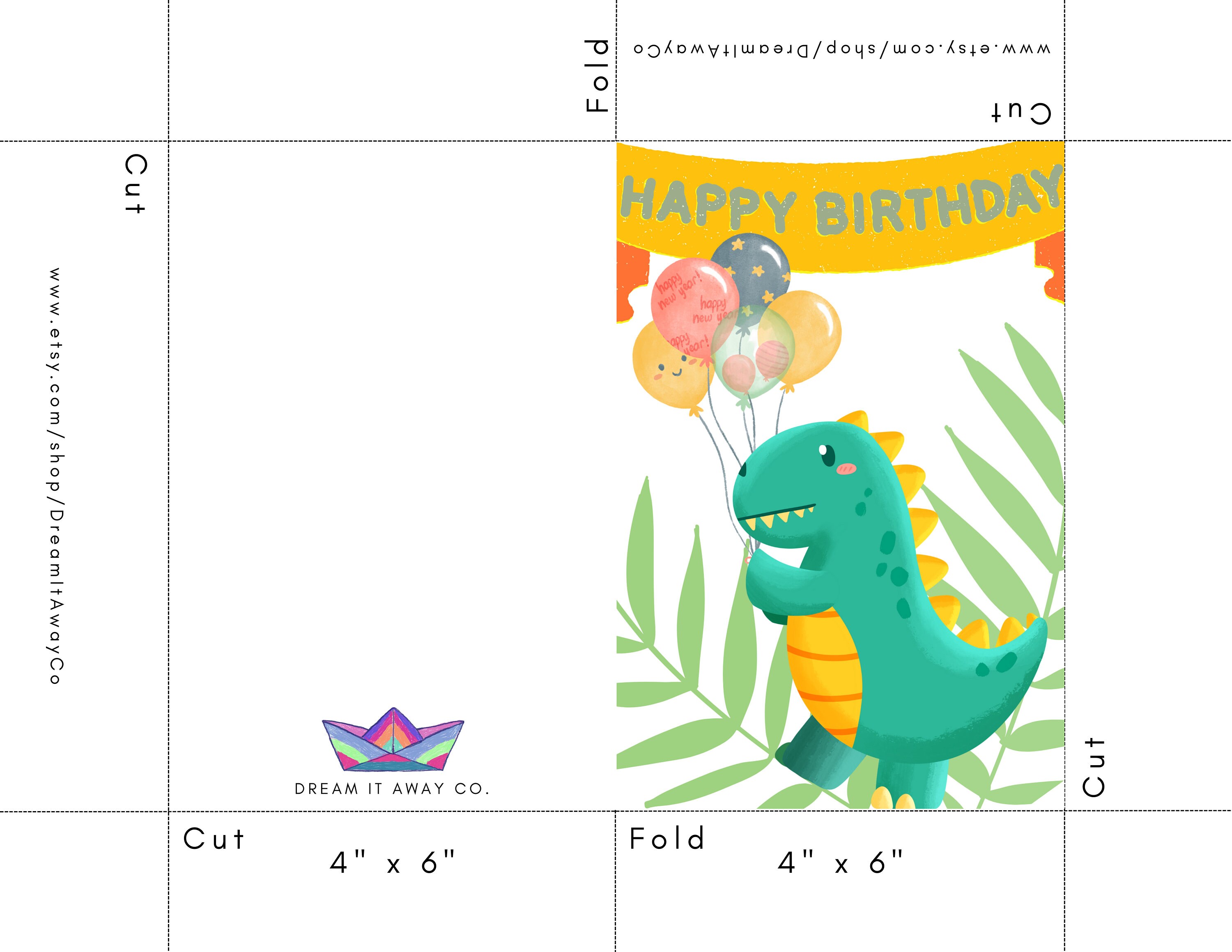 Happy Birthday Card Printable Dinosaur Birthday Card Dino Lover ...