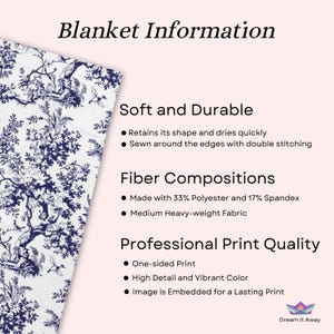 Blue French Toile Decor Throw Blanket for Bed Blue Chinoiserie Gift ...