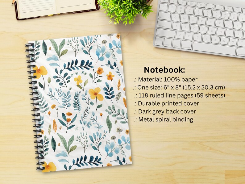 Floral Spiral Notebook With Watercolor Flower Journal Design - Etsy