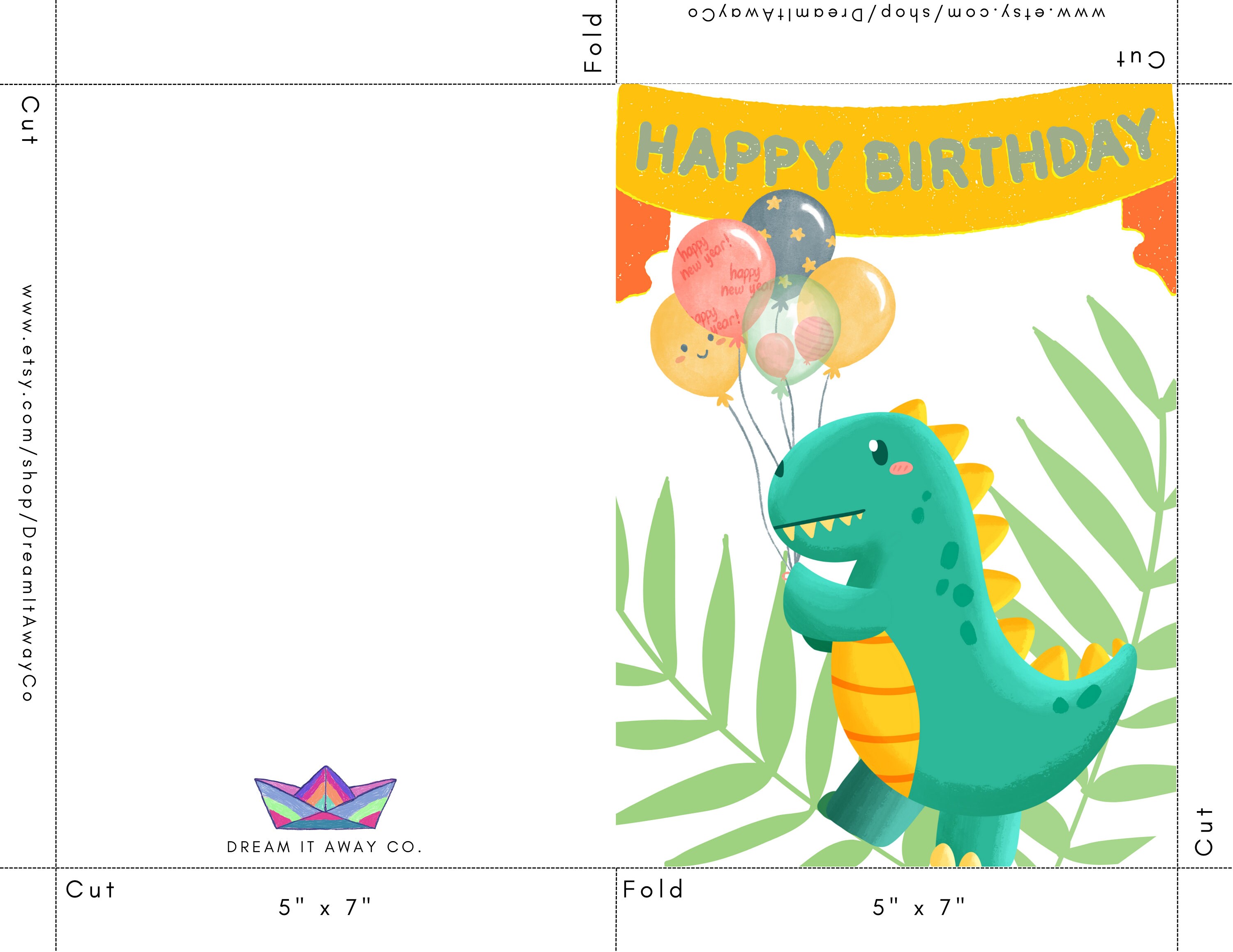 Happy Birthday Card Printable Dinosaur Birthday Card Dino Lover ...