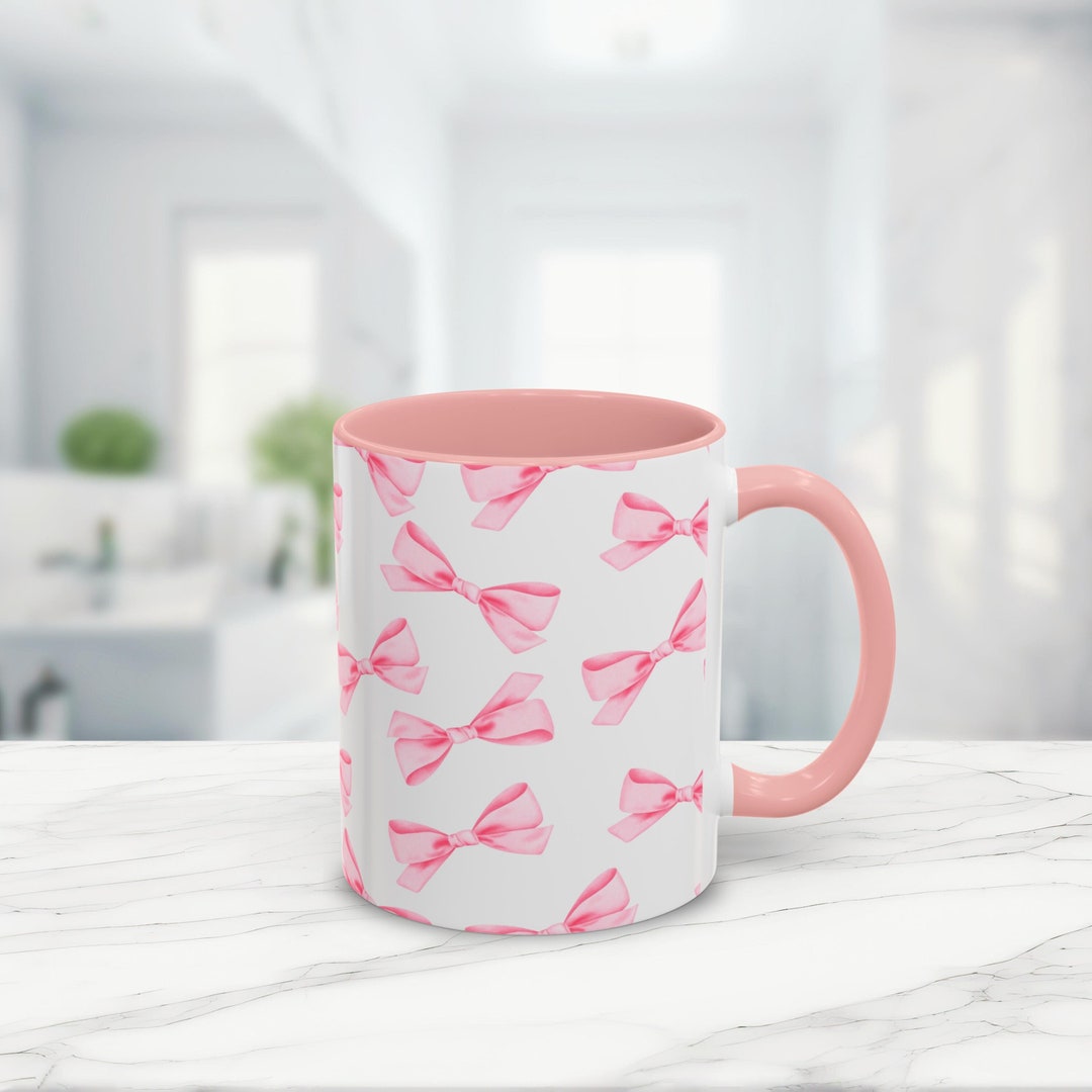 Croquette Coffee Mug Pink Bow Cup Ceramic Cute Pink Coquette Drinkware ...