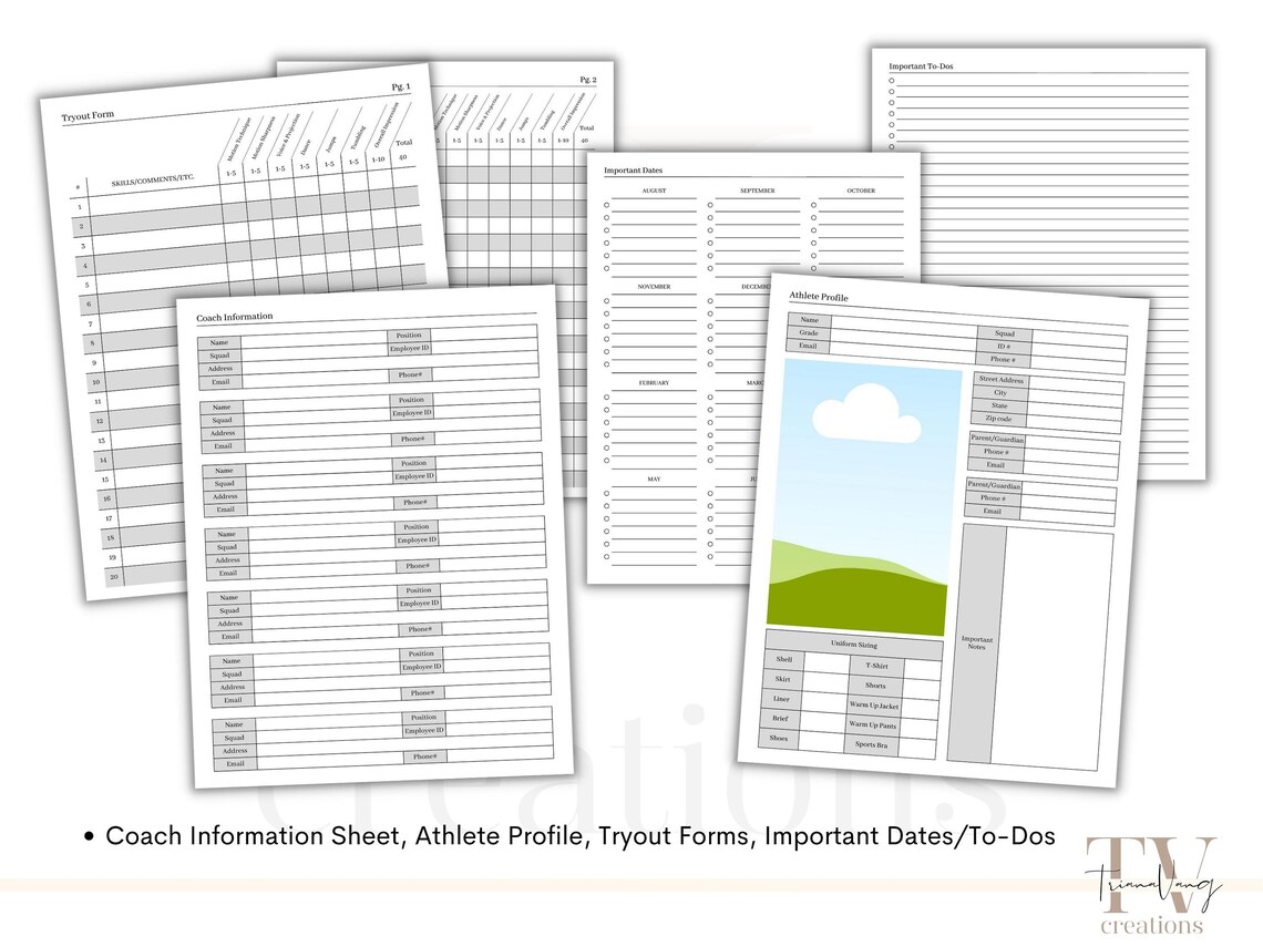 Printable Cheer Handout Templates, CANVA Editable, Athlete Paperwork ...