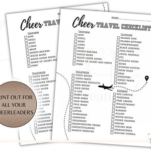 Cheer Travel Checklist, Travel Packing List (PDF + INSTANT DOWNLOAD) - Etsy