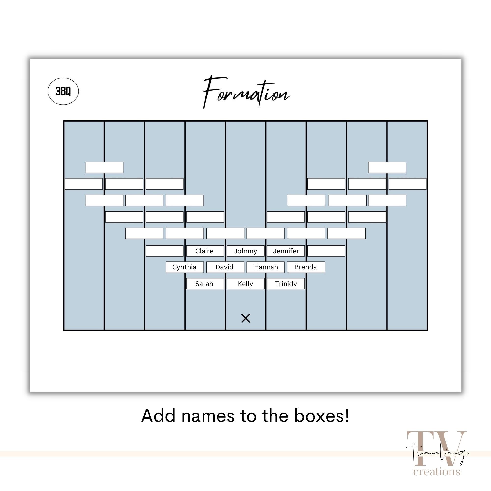 Cheer Formations Template, Cheer Mat Formation, Canva Editable, Pdfs US ...