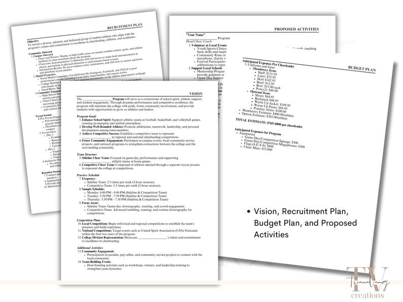 Editable Cheer Program Templates, CANVA Editable, Athlete & Coach ...