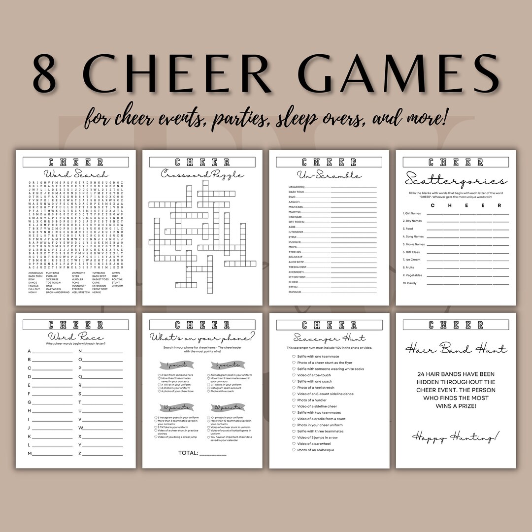 8 Cheerleading Games Keys PDF Printable Birthday Parties - Etsy