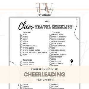 Cheer Travel Checklist, Travel Packing List (PDF + INSTANT DOWNLOAD) - Etsy
