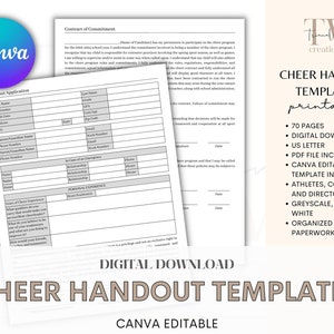 Printable Cheer Handout Templates, CANVA Editable, Athlete Paperwork ...