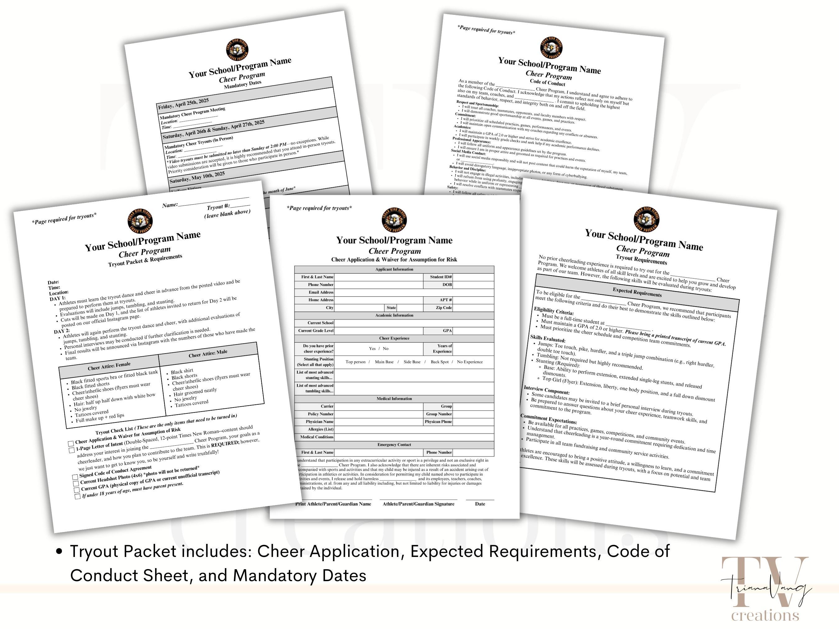 Editable Cheer Program Templates, CANVA Editable, Athlete & Coach ...