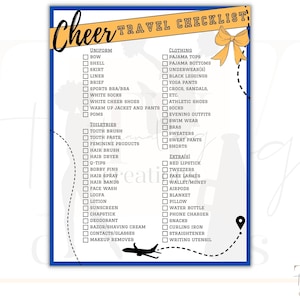 Cheer Travel Checklist, Cheer Camp, Cheer Competition, Instant Download ...